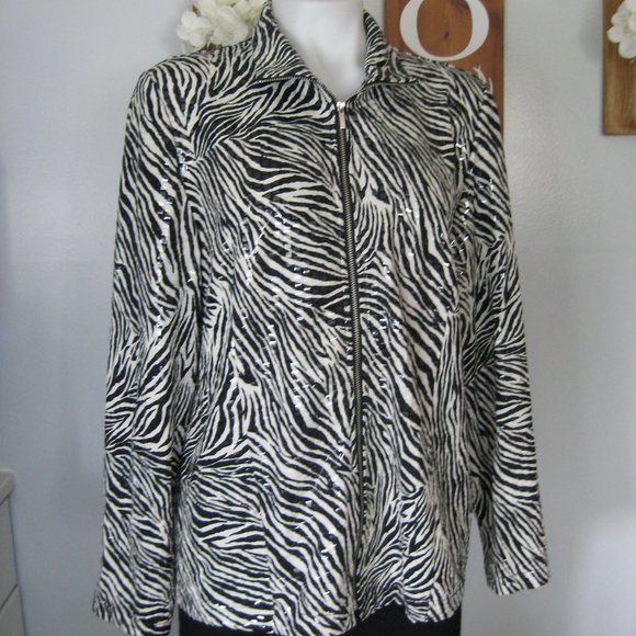 Laura Ashley | Jackets & Coats | Laura Ashley Shiny Zebra Zip Jacket ...